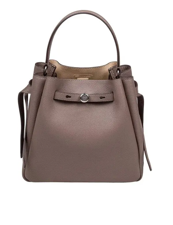 Tory Burch Hammered Leather Bucket Bag - Wild Mushroom