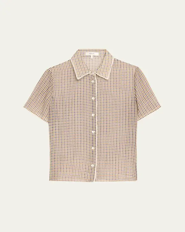 FRAME Houndstooth Silk Blouse