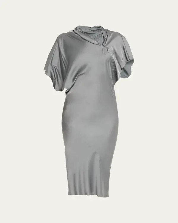 Rick Owens Draped Satin Midi Dress