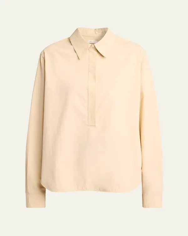THE ROW Margan Cotton Collared Shirt - Sand