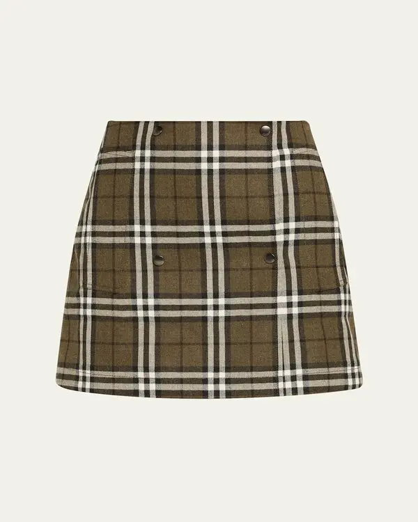 Burberry Checked Double-breasted Mini Skirt