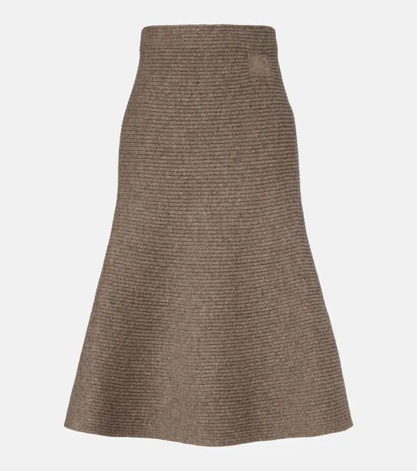 Burberry Knitted Wool-blend Midi Skirt