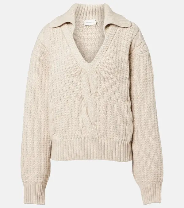 Magda Butrym Cashmere V-neck Sweater - Beige
