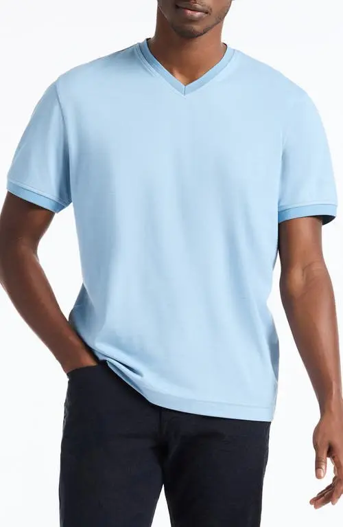 Robert Graham Holton V-neck Cotton Blend Piqué T-shirt - Slate Blue