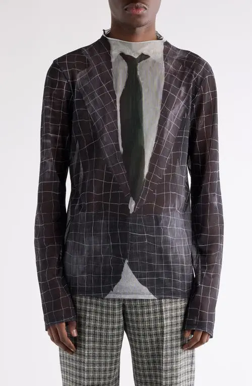 Acne Studios Elway Suit Trompe L'oeil Print Mesh T-shirt