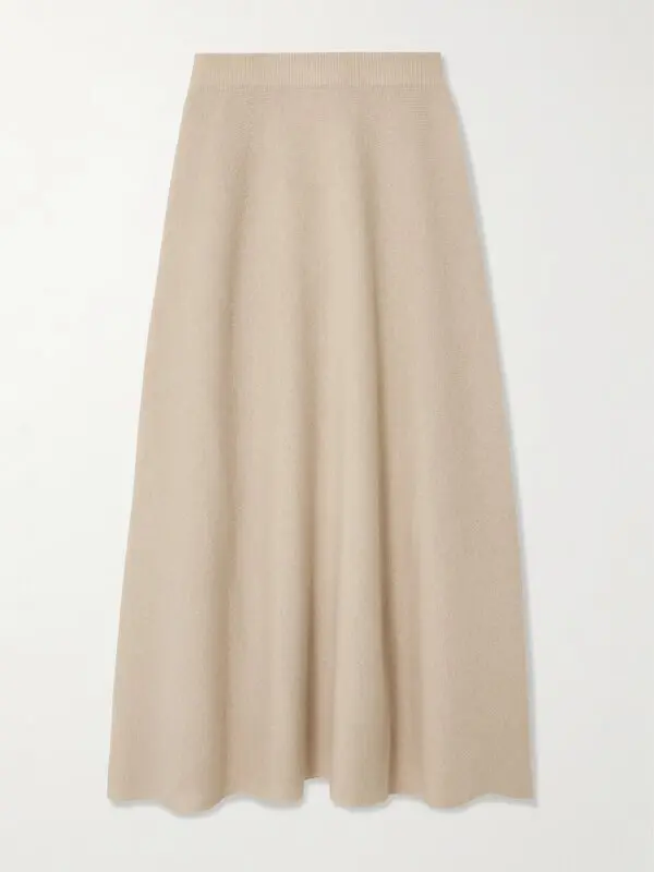Max Mara Giberna Wool And Cashmere-blend Maxi Skirt - Neutrals