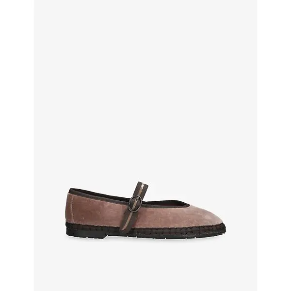 FLABELUS Pierre Velvet Ballet Flats - Beige Comb