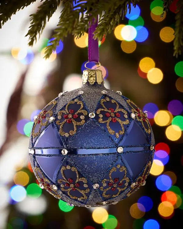 Neiman Marcus Midnight Frost Glass Ornament