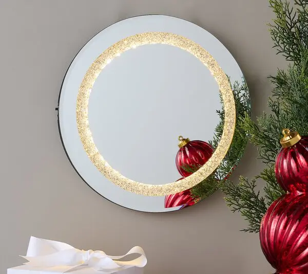 VALERIE PARR HILL As Is 14' Illuminated Round Beveled Mirror Valerie