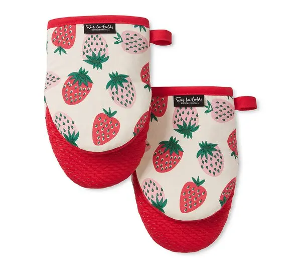 SUR LA TABLE KITCHEN ESSENTIALS Sltke Quirky Strawberries Mini Oven Mitts 2-pack Set