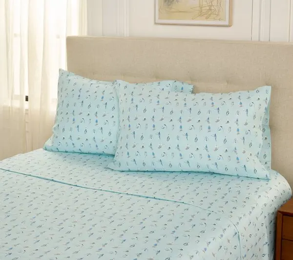 MARTHA STEWART As Is 300tc Cotton Printed Sheet Set- Full