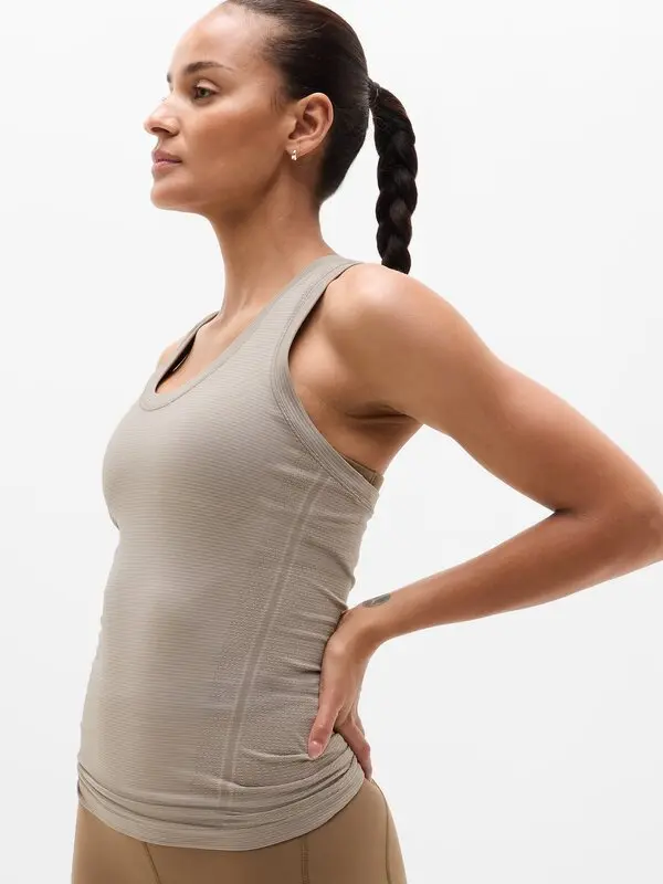 Athleta Momentum Seamless Tank - Mushroom Mini Stripe