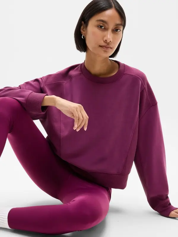Athleta Seasoft Rib Crewneck Sweatshirt - Plum