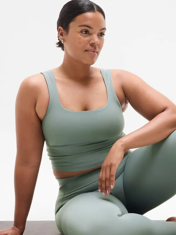 Athleta Transcend Square Neck Crop Sports Bra D-dd - Agave