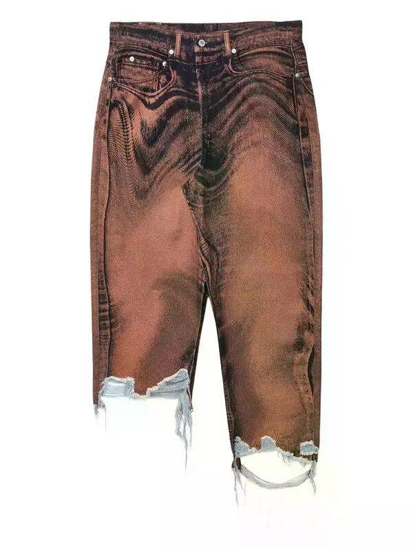 Camper Distressed Denim Asymmetric Skirt - Brown