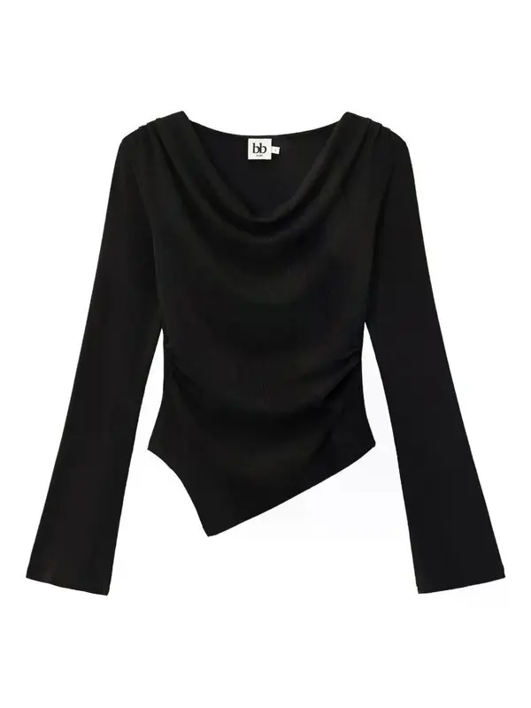 B+AB Asymmetric Cowl-neck Top - Black