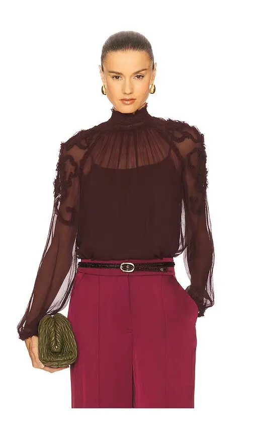 Ulla Johnson Magdalena Long Sleeve Blouse - Mahogany