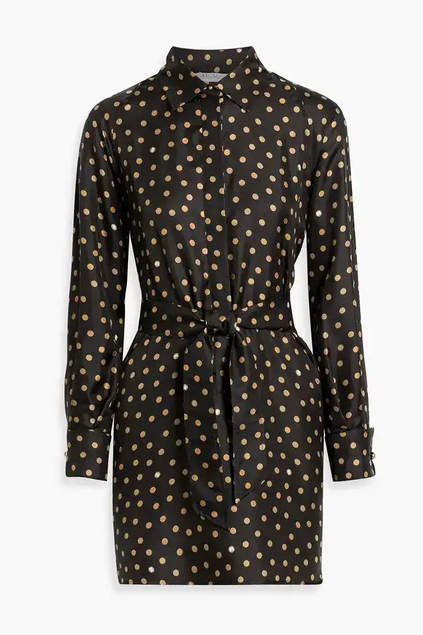 Buy Max Mara Polka-dot Silk-twill Mini Shirt Dress - Black At 50% Off |  Editorialist