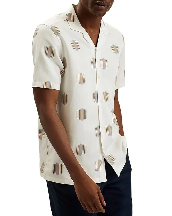 Ted Baker London Dimitre Printed Relaxed Linen Blend Ikat Shirt