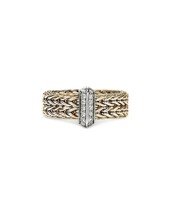 John Hardy 14k Yellow Diamond Icon Link Ring