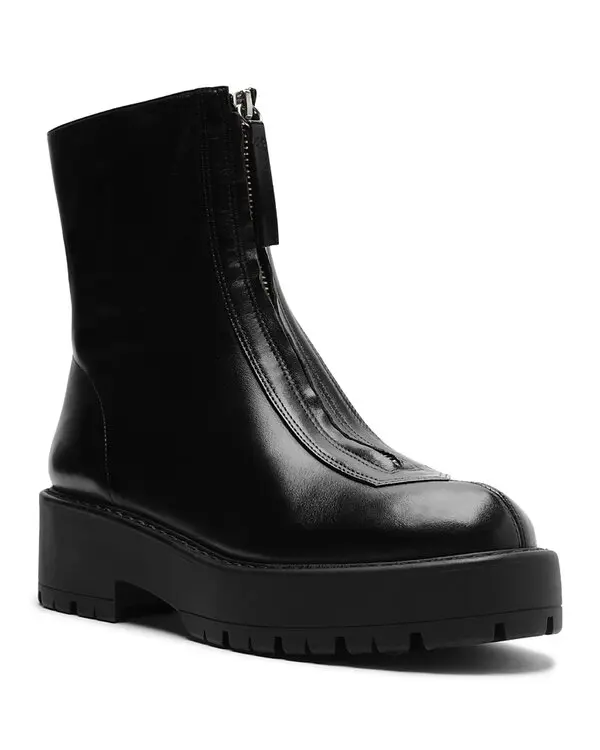 Schutz Farrah Leather Platform Ankle Boots - Black Leather