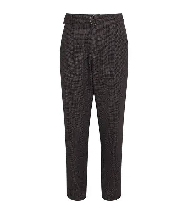 Oliver Spencer Wool-blend Belted Puppytooth Trousers