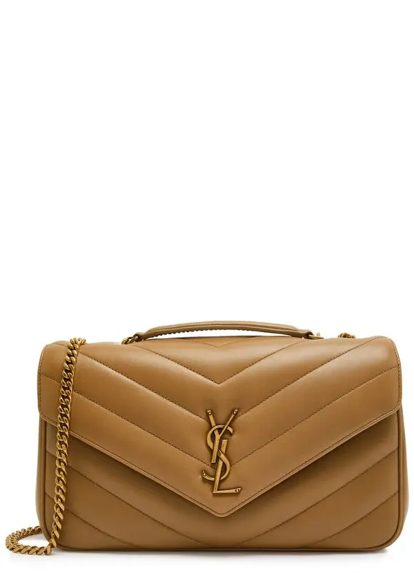 Saint Laurent Loulou Medium Quilted Leather Shoulder Bag - Beige