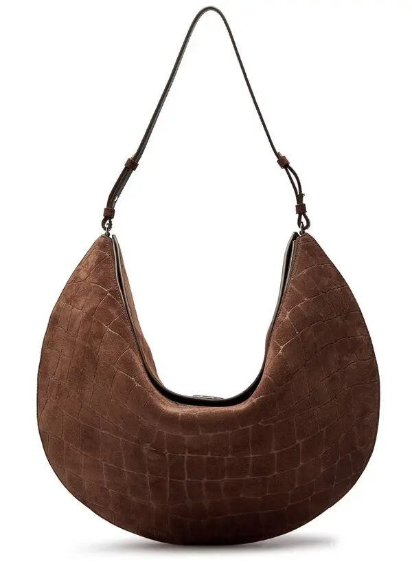 Jacquemus Le Sac Ovalo Crocodile-effect Suede Tote