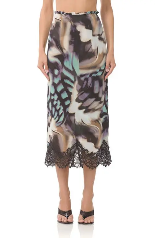 AFRM Ackley Lace Trim Midi Skirt