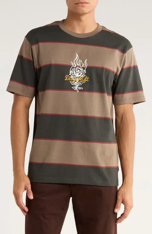 Rvca X Kevin 'spanky' Long Dayshift Stripe Cotton Graphic T-shirt
