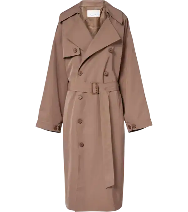 The Frankie Shop Mavis Oversized Woven Trench Beige Editorialist