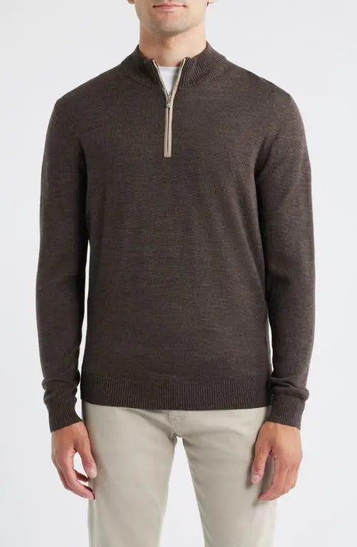Johnnie-o Raynor Merino Wool Quarter Zip Sweater - Cocoa