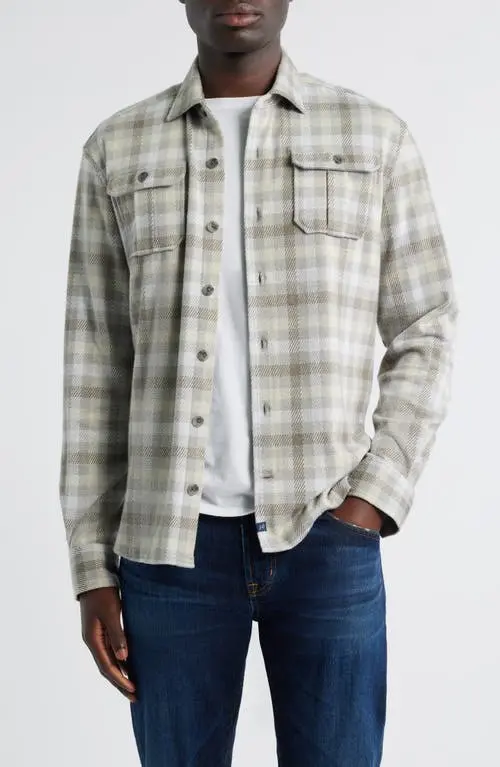 Johnnie-o Marcelo Plaid Flannel Knit Button-up Shirt - Light Gray