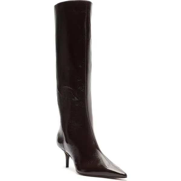 AREZZO Sasha Knee High Pointed Toe Boots - Grape Brown