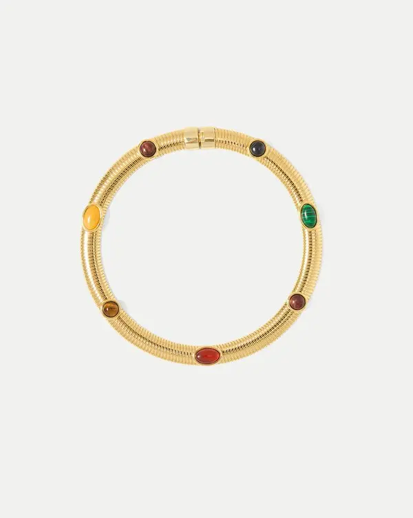 Veronica Beard Embellished Tubogas Collar Necklace - Gold Multi