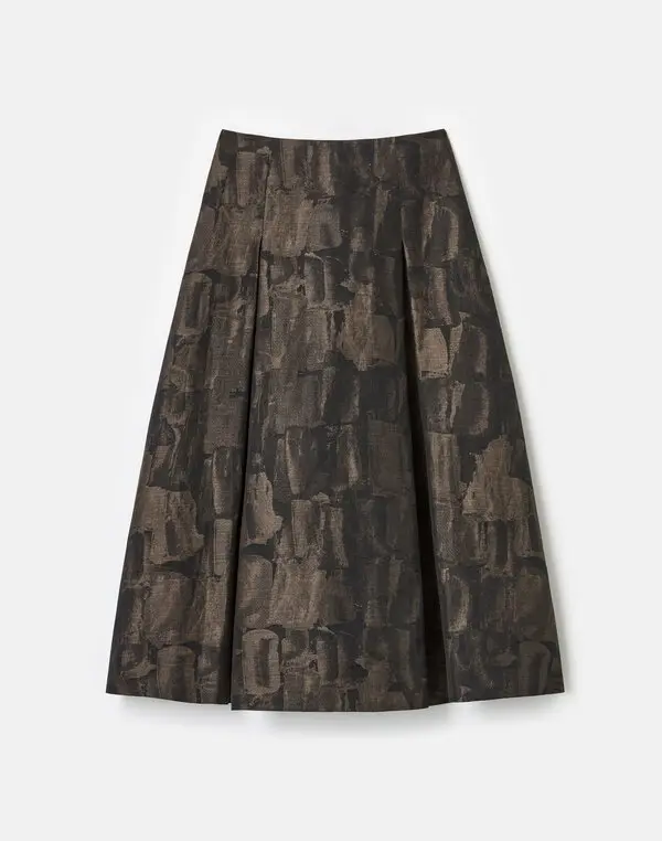 Lafayette 148 New York Abstract Jacquard Linen-cotton Midi Skirt