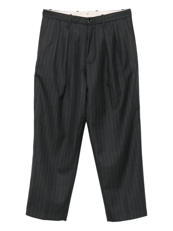 NINE:INTHE:MORNING Pinstriped Pleated Trousers - Grey