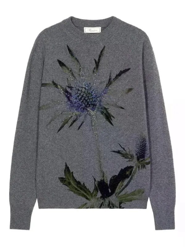 Blumarine Floral-motif Sweater - Grey