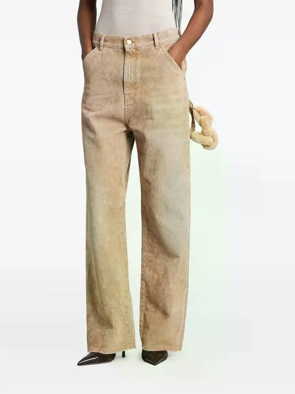 DARKPARK Bleached Wide-leg Jeans With Side Embellishment
