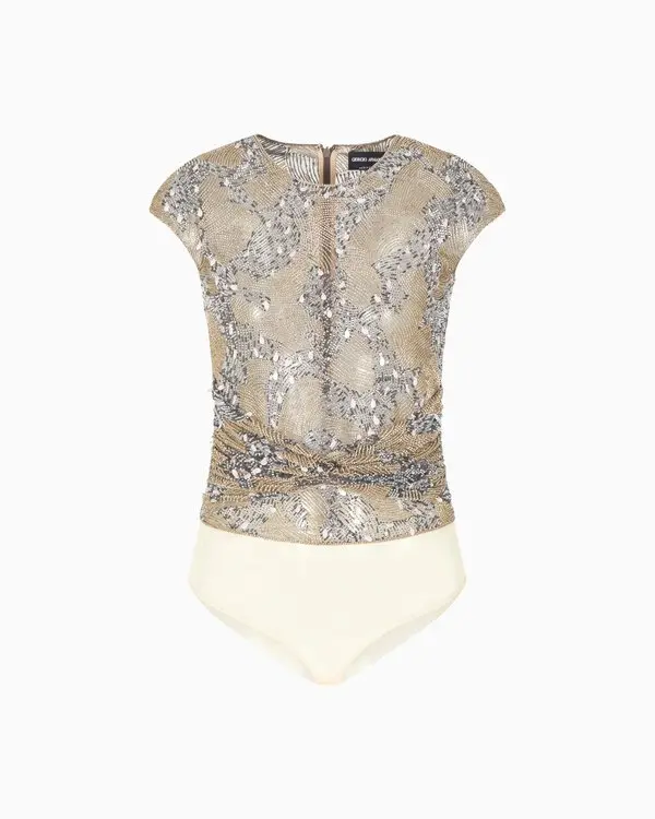 Giorgio Armani Beaded Bodysuit With Glass Detailing - Patterned