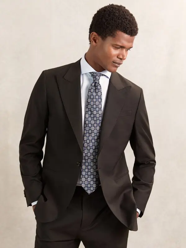 REISS Oscar Regular-fit Single-breasted Wool-blend Suit Blazer - Chocolate Brown