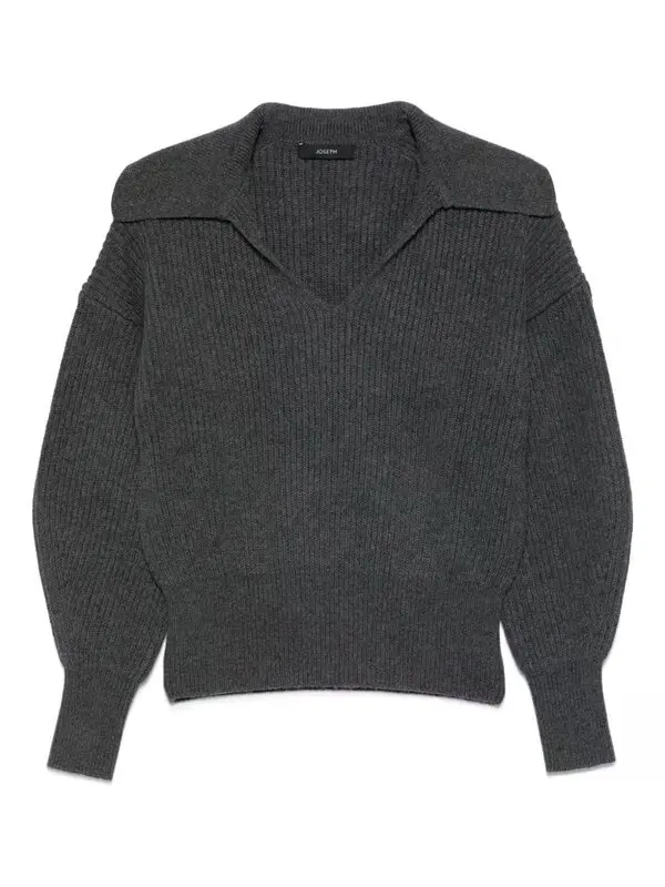 JOSEPH Polo-collar Ribbed Merino Wool Sweater