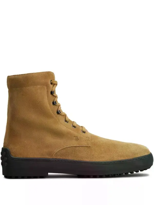 TOD'S Suede Combat Boots - Brown