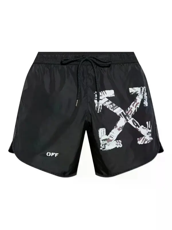 Off-White Arrow-print Swim Shorts - Black