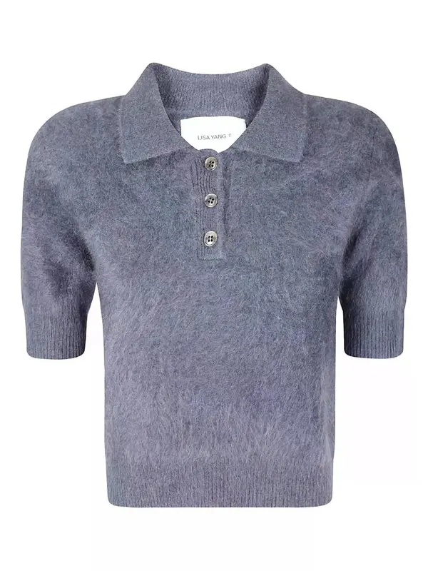 LISA YANG Carolyn Cashmere Polo Shirt - Grey