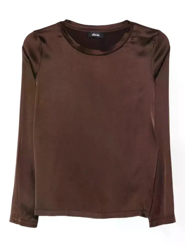 Dixie Long-sleeve Satin T-shirt - Brown