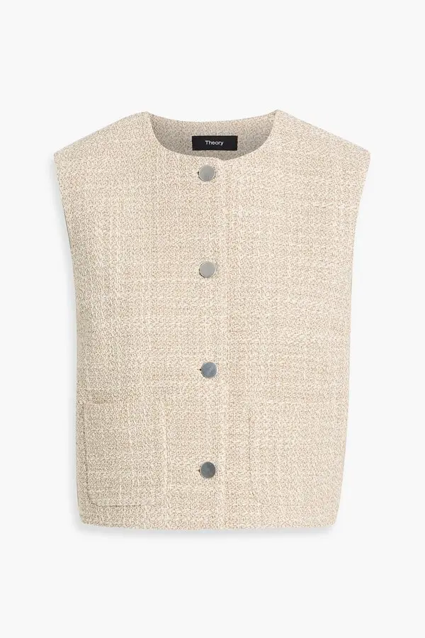 Theory Cropped Cotton-blend Tweed Vest