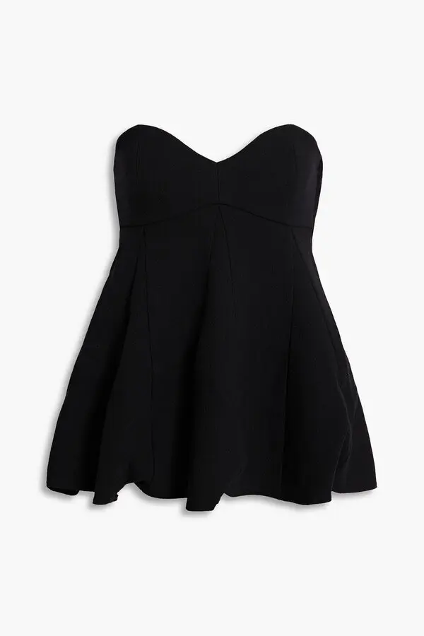 Tibi Melee Strapless Crepe Peplum Top