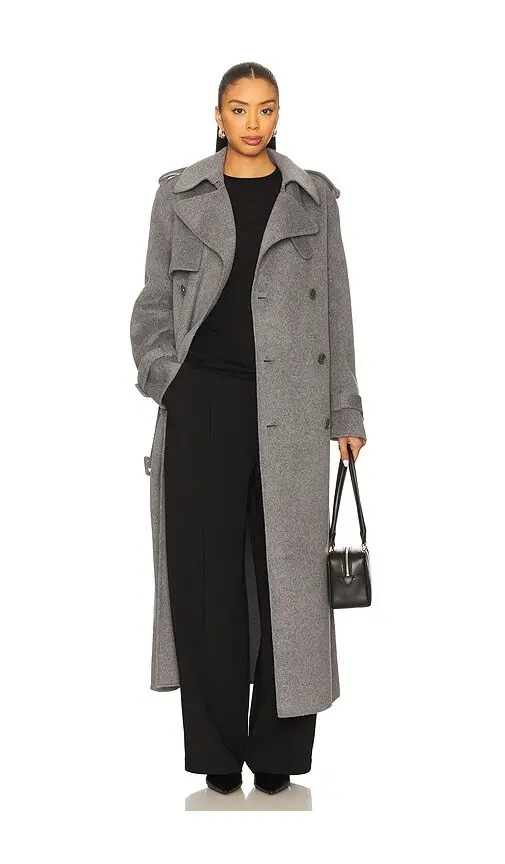 Simkhai Rumi Belted Long Coat - Heather Grey