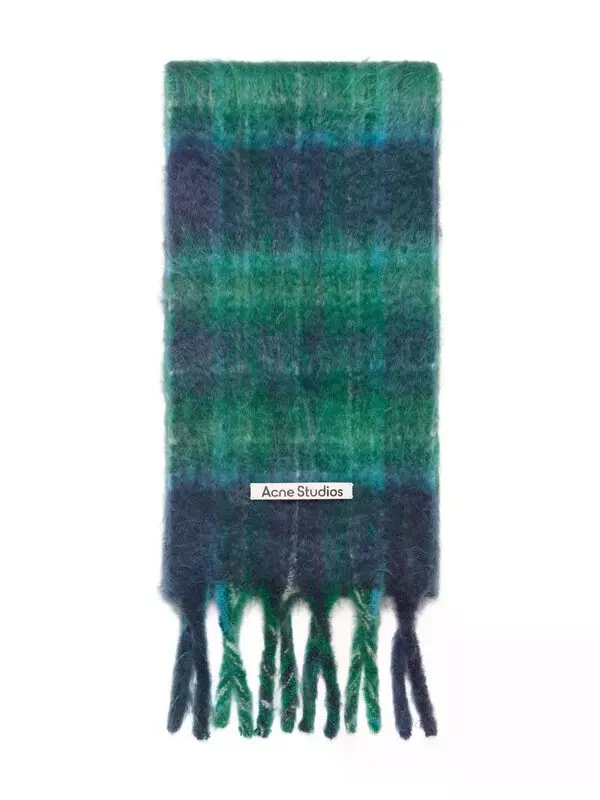 Acne Studios Plaid Fringed Scarf - Blue
